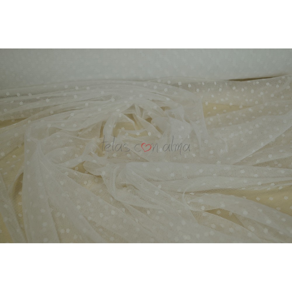 TUL PLUMETI BLANCO BLANCO ROTO - Telas Con Alma